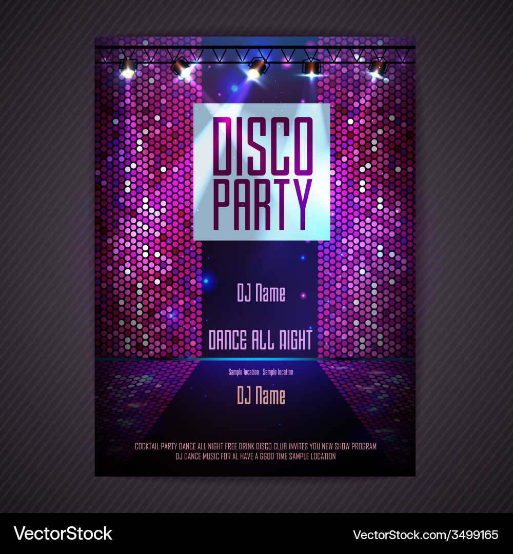 Disco background poster Royalty Free Vector Image
