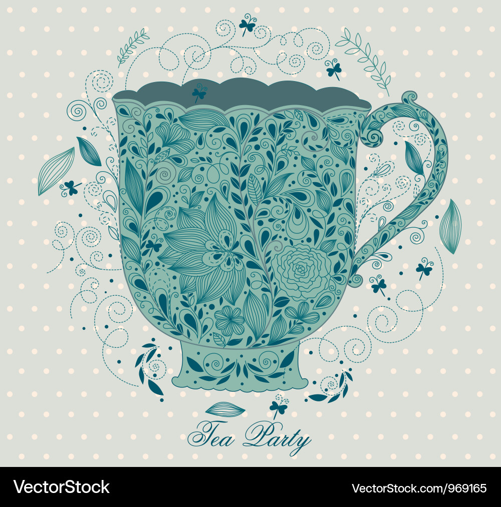 Fancy tea cups Royalty Free Vector Image - VectorStock