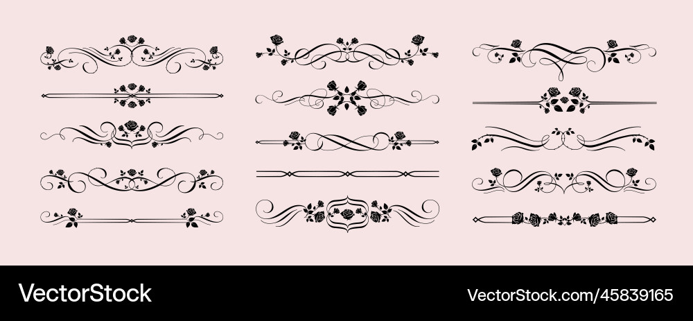 Gothic Rose Borders - Floral Divisors Royalty Free Vector