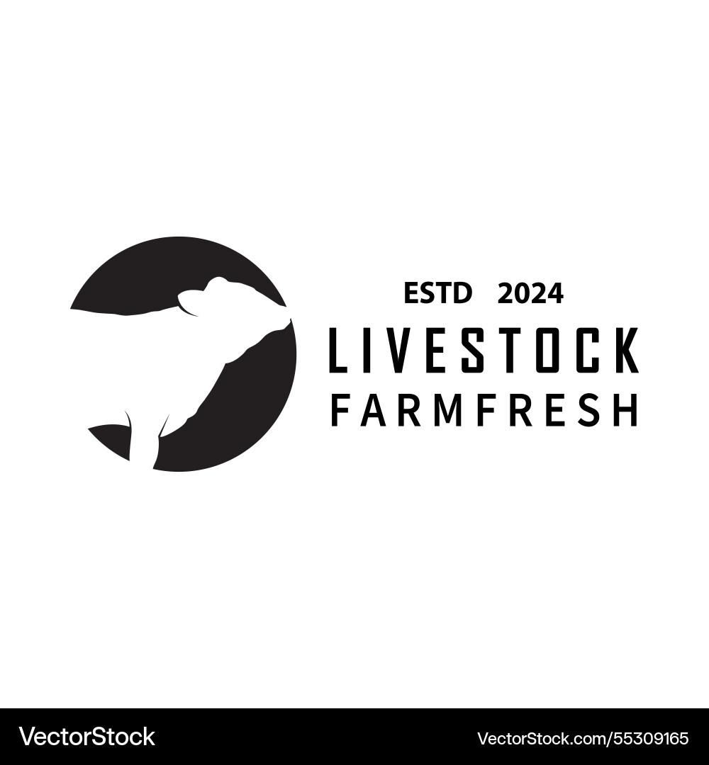 Livestock logo fram garden design cow badge Vector Image