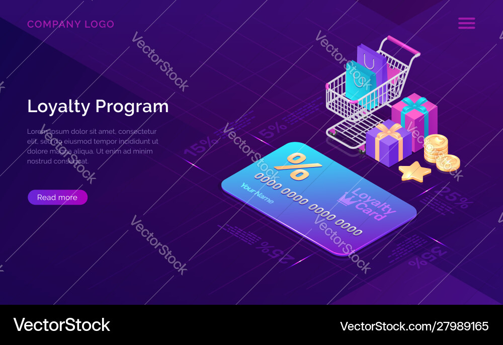 Loyalty program isometric discount card banner Vector Image