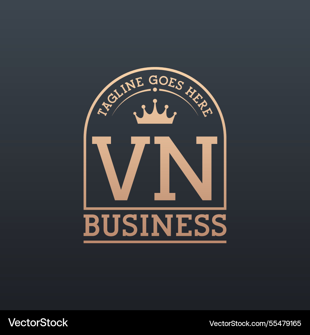 Luxury vn logo with crown elegant letter Vector Image