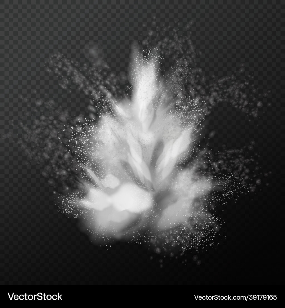 Realistic monochrome explosion composition Vector Image