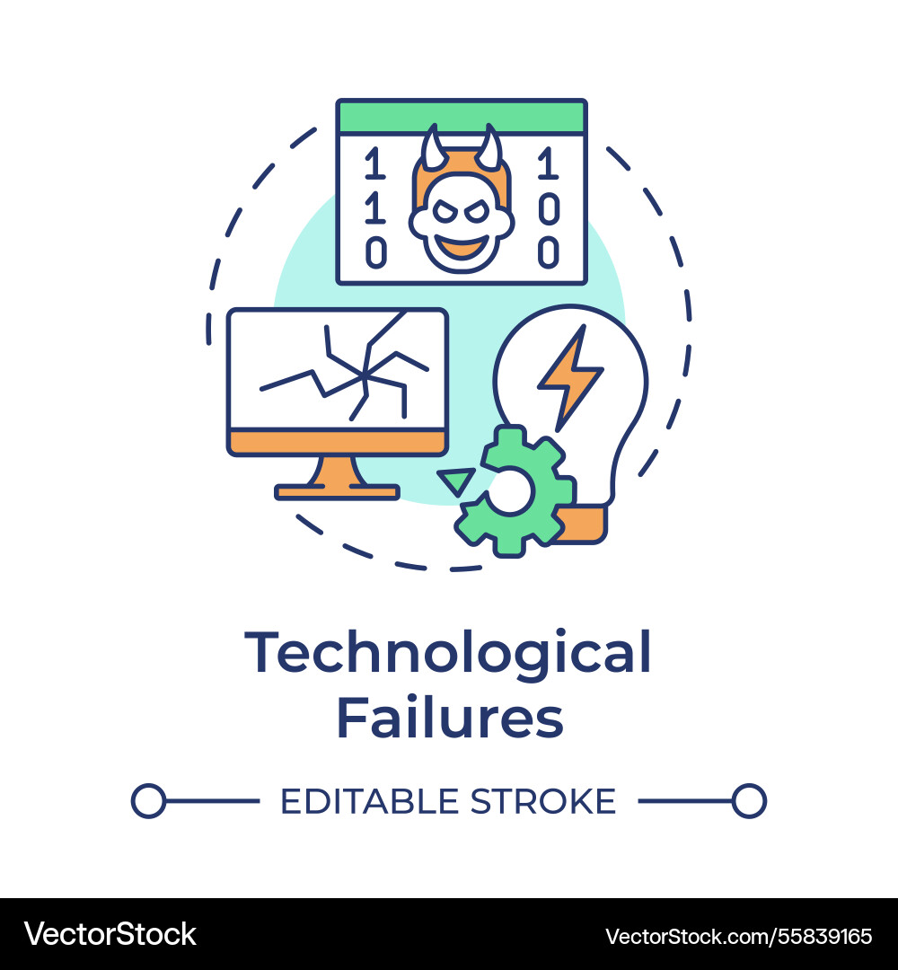 Technological failures multi color concept icon Vector Image Technological failures multi color concept icon Vector Image