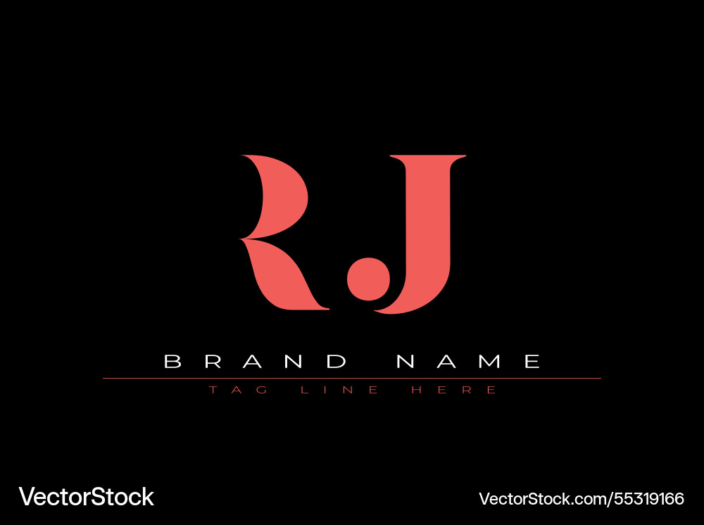Abstract letter rj minimal logo design template Vector Image