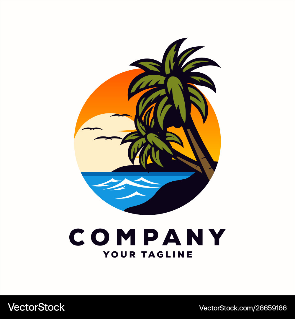 Awesome beach sea logo design Royalty Free Vector Image