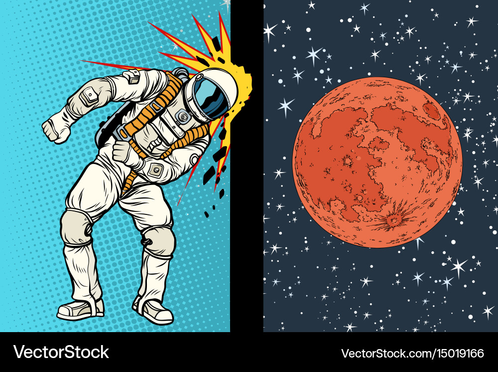 Cosmonaut knocks head on the wall a dream Vector Image