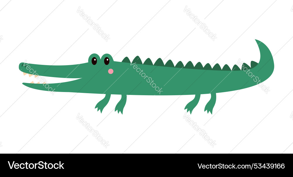 Crocodile alligator icon cute cartoon kawaii Vector Image