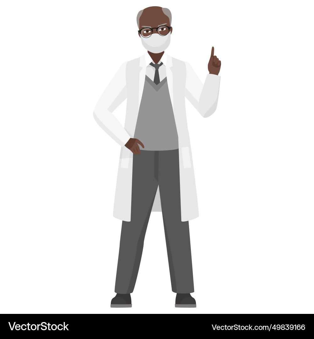 Doctor man with mask pointing finger Royalty Free Vector