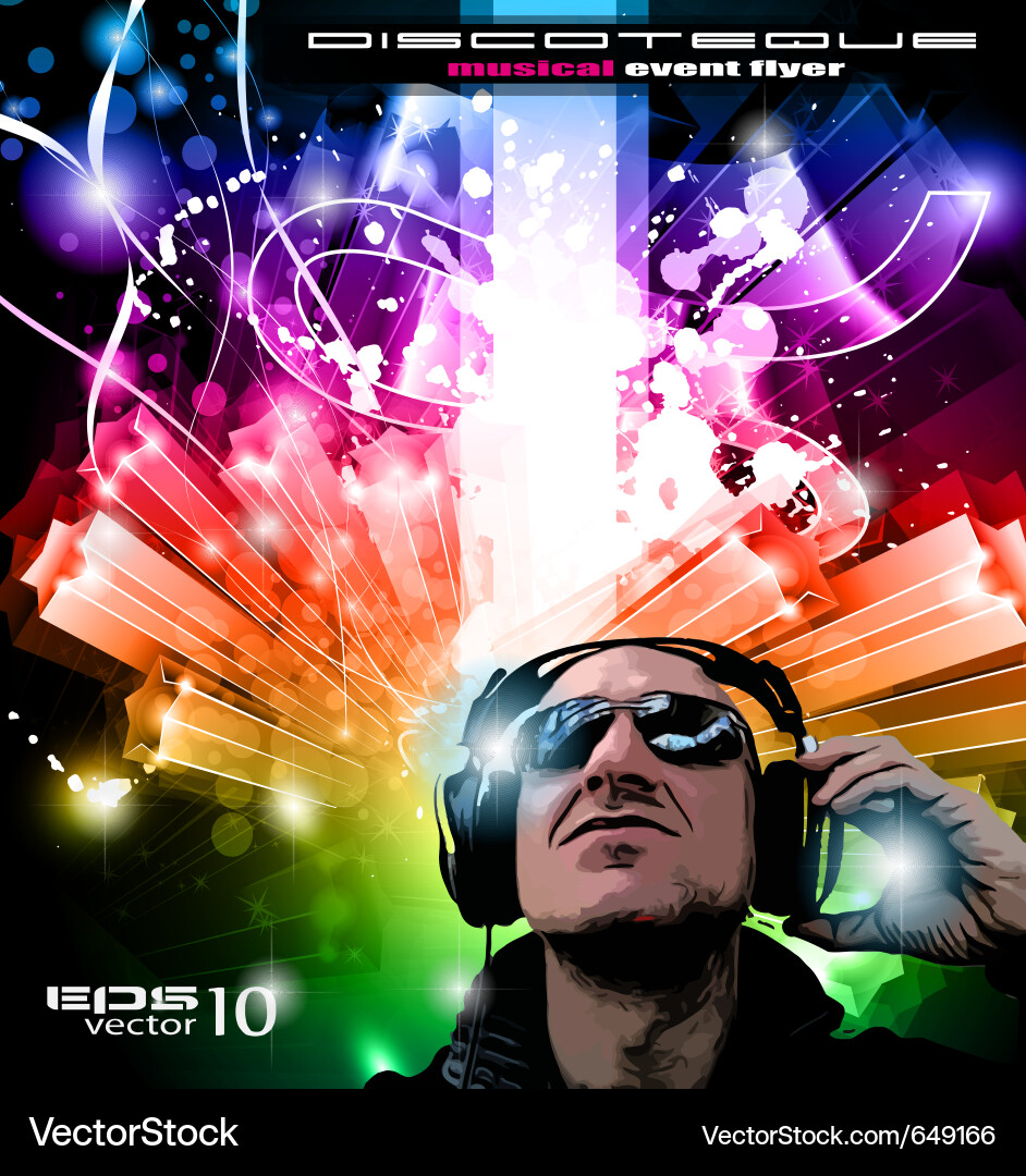 Energetic DJ Party Poster Royalty Free Vector Image