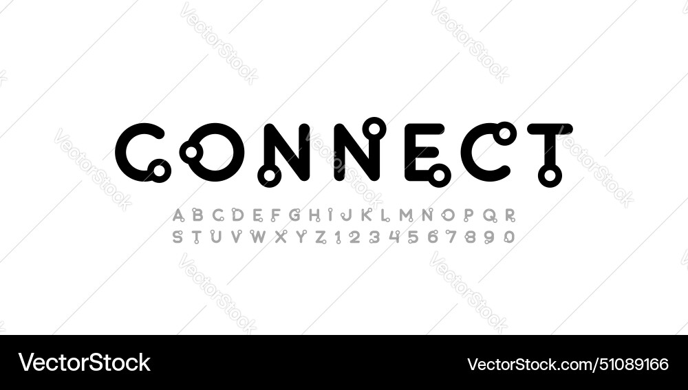 Font creative modern alphabet with contour dots Vector Image