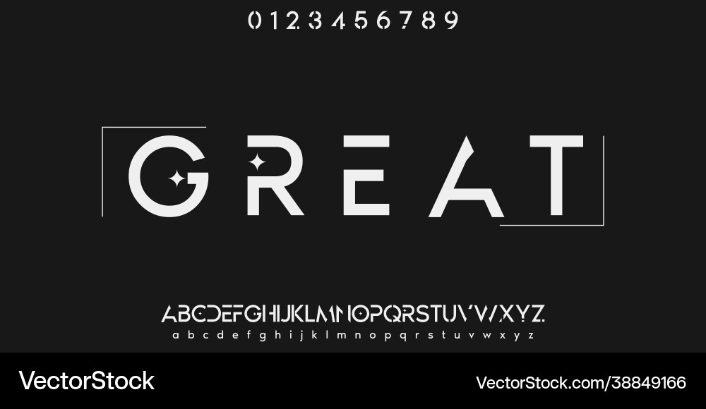 Font digital modern alphabet and number fonts Vector Image