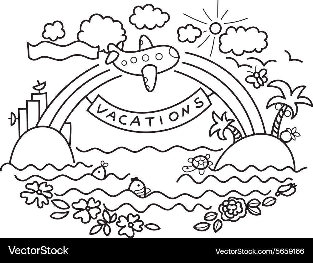 Freehand drawing - flight of airplane Royalty Free Vector