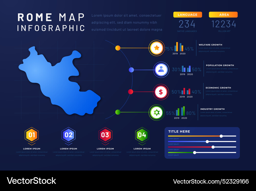 Gradient rome map infographics Royalty Free Vector Image