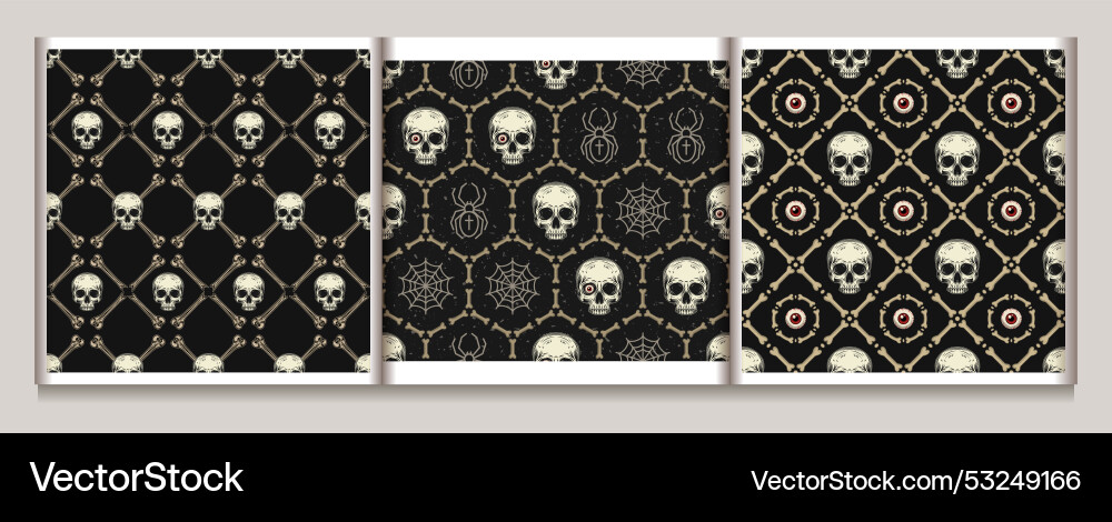 Halloween gothic patterns with bones skulls Vector Image