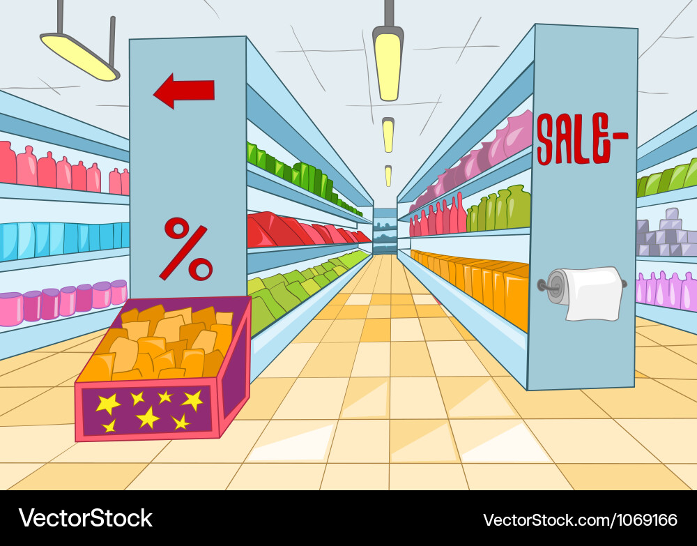 Supermarket cartoon Royalty Free Vector Image - VectorStock