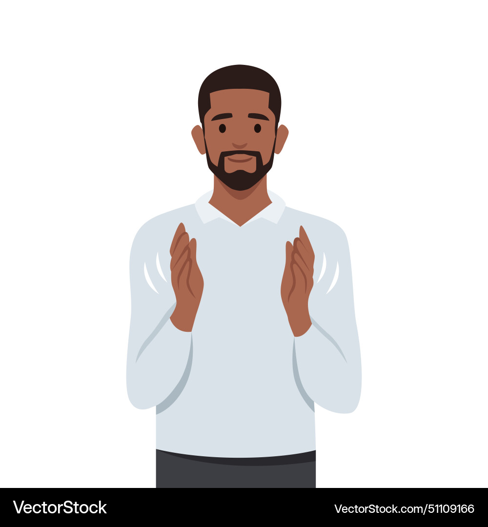 Young black man claps his hands gesture Royalty Free Vector