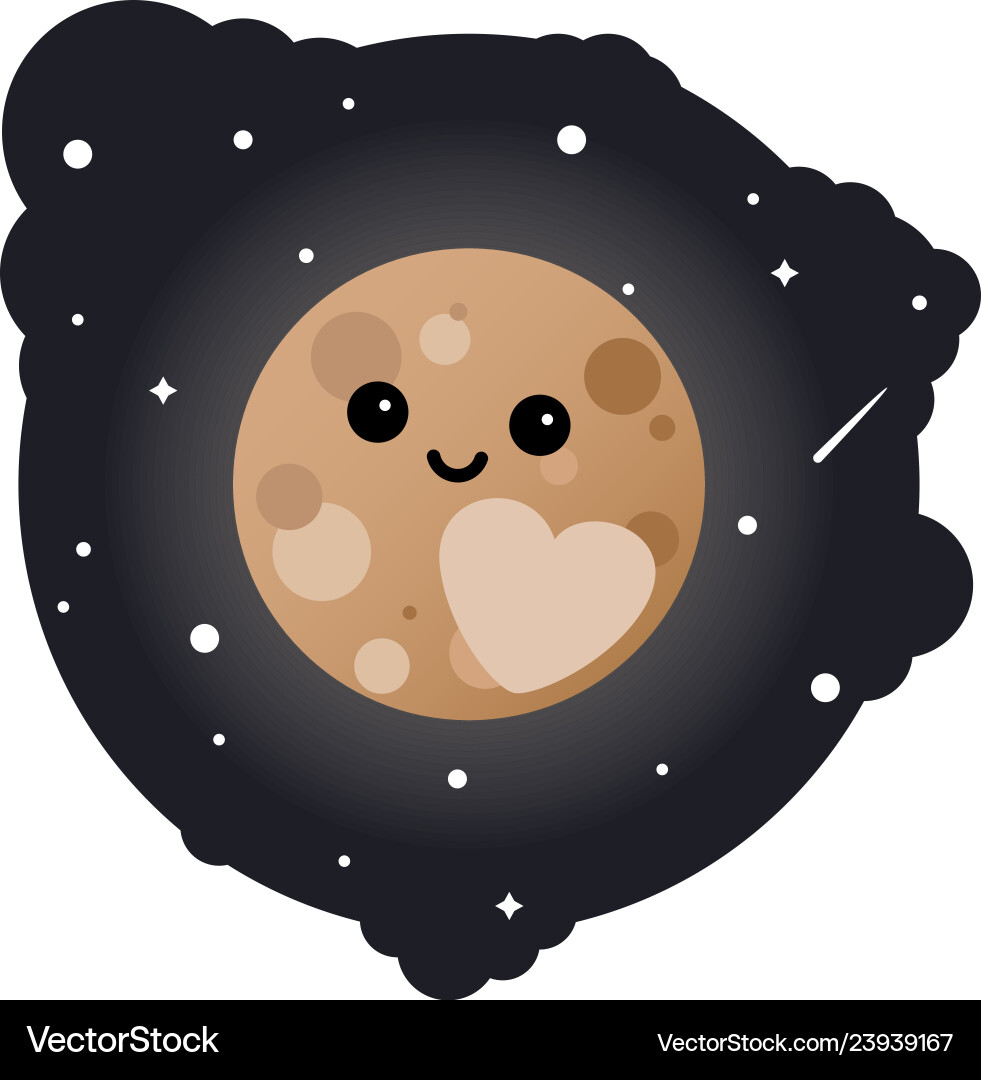 Cartoon dwarf planet pluto in the sky Royalty Free Vector