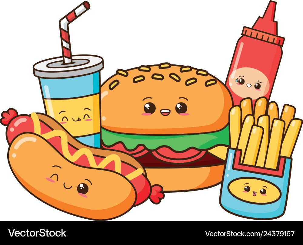 Cute Cartoon Fast Food Royalty Free Vector Image