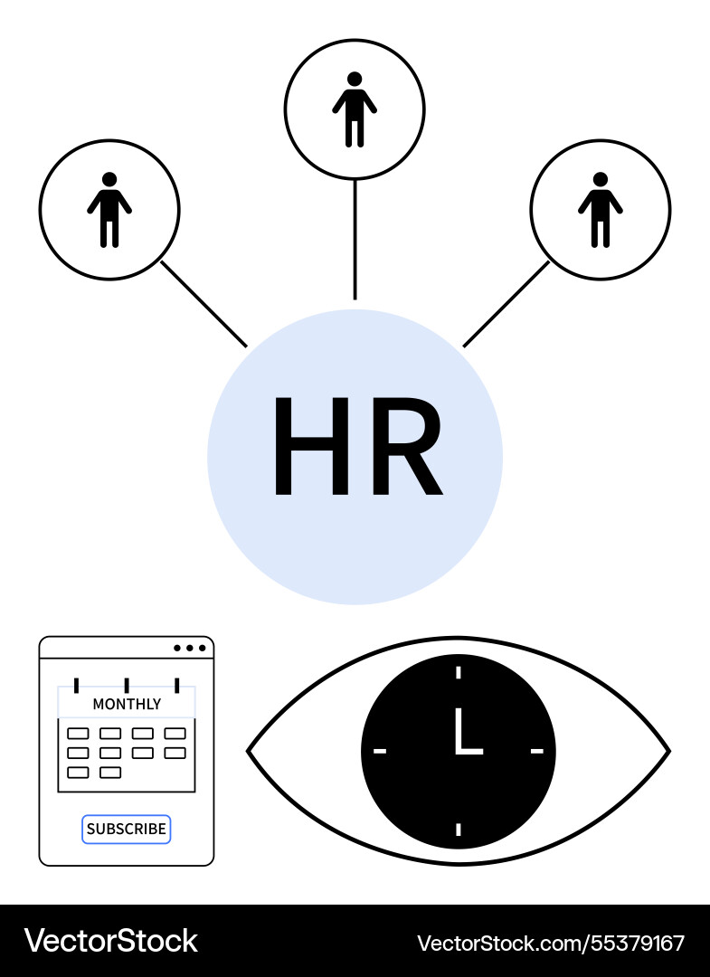Hr management concept with employee connections Vector Image