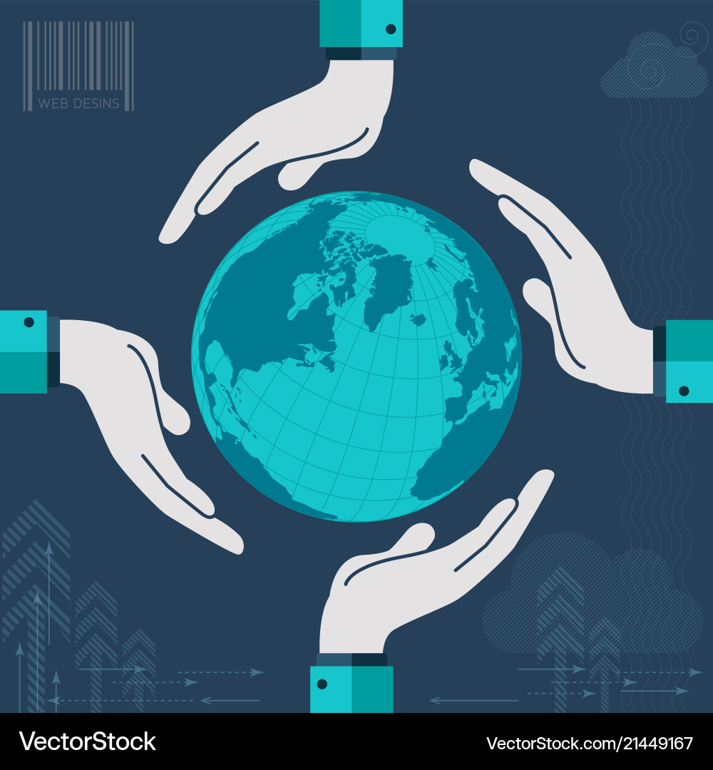 Human hands around the world Royalty Free Vector Image