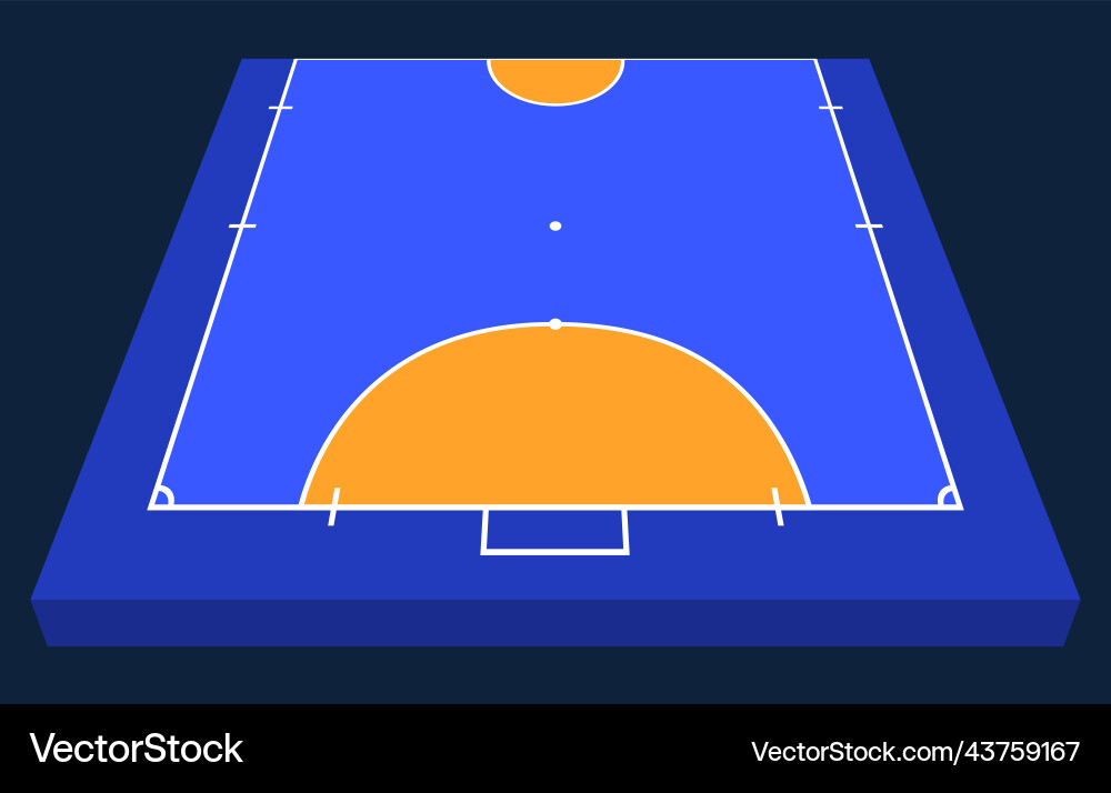 Perspective view half field for futsal orange Vector Image