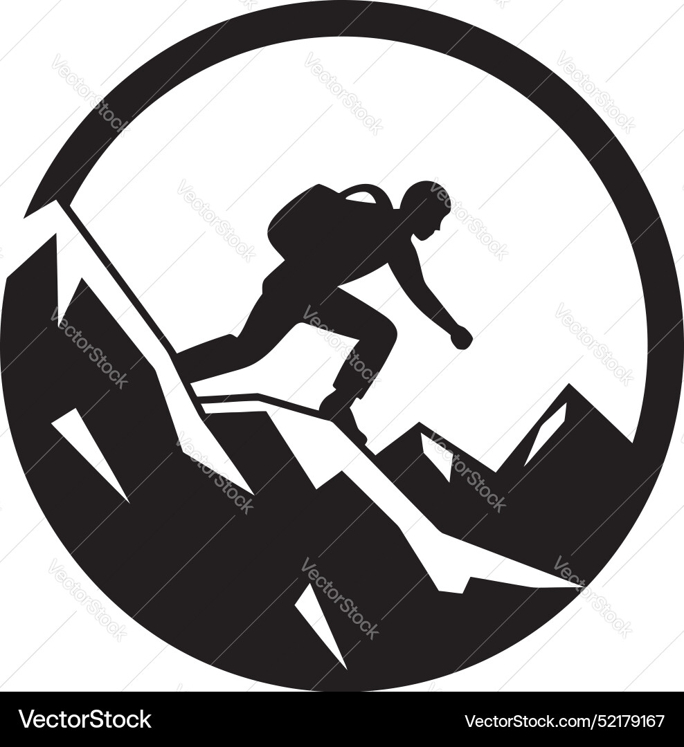 Scaling success mountain climber black logo Vector Image