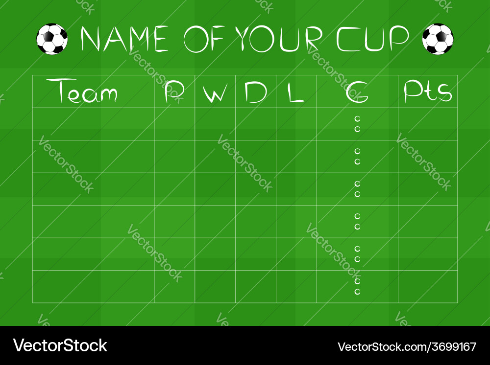 Soccer championship group stages on green field Vector Image
