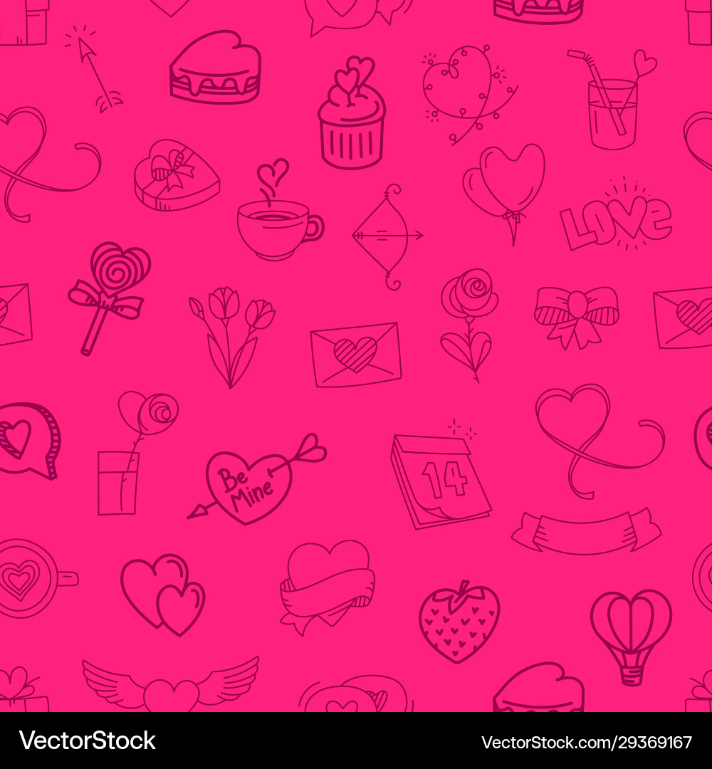 Valentines day elements seamless background Vector Image