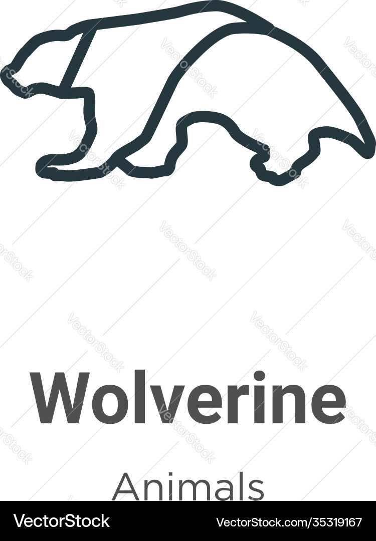 Wolverine outline icon thin line black Royalty Free Vector
