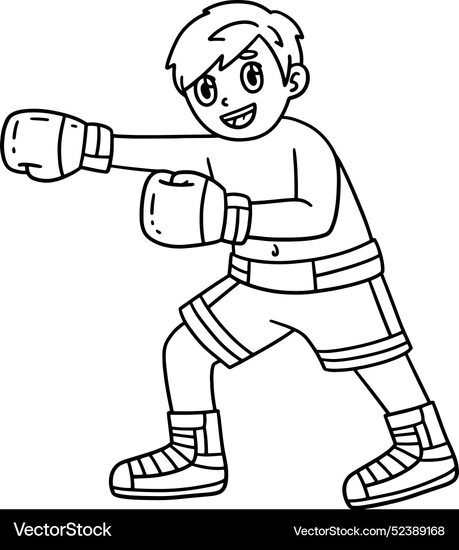Boxing boxer punching isolated coloring page Vector Image