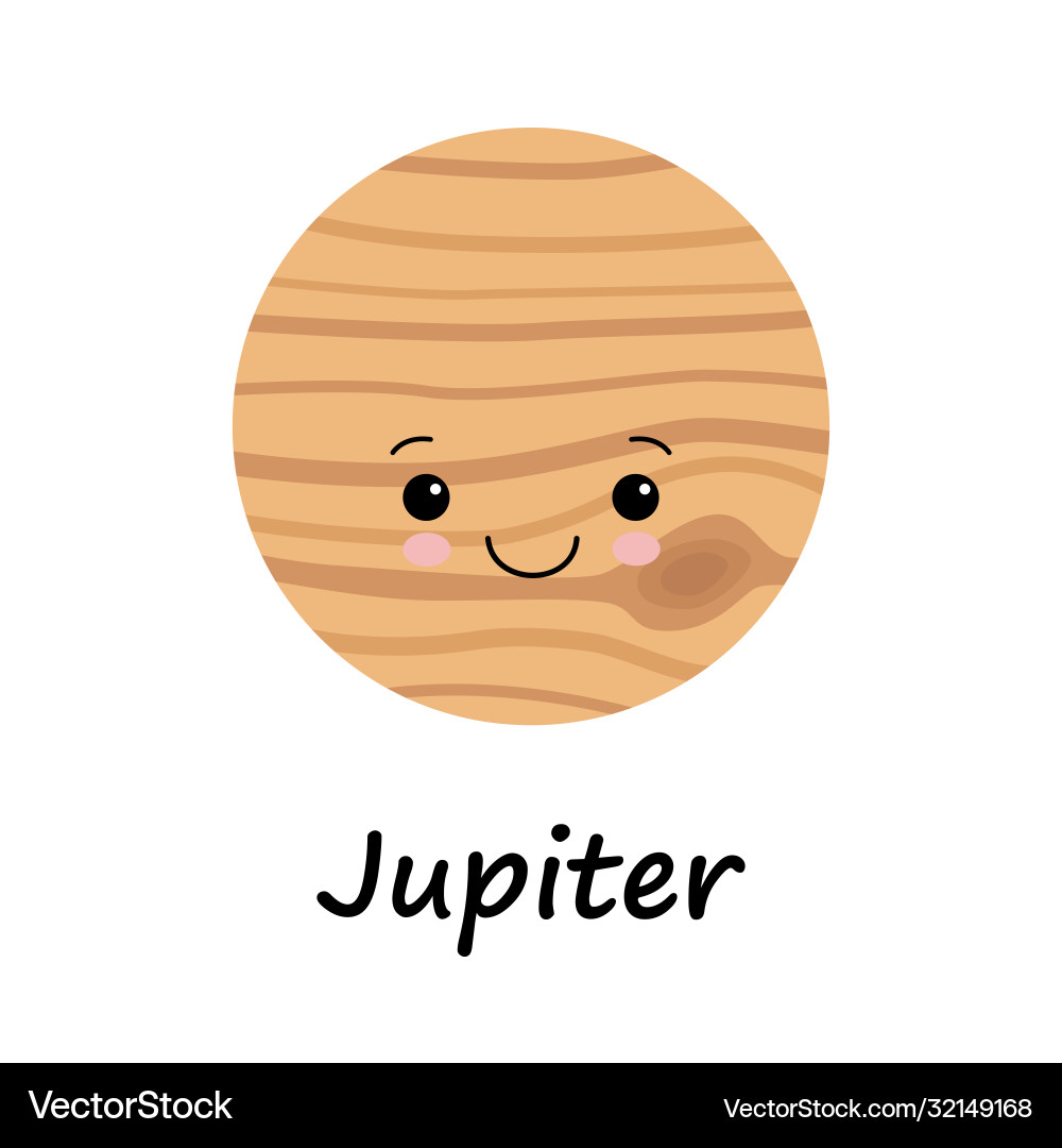 Cartoon cute jupiter planet isolated on white Vector Image