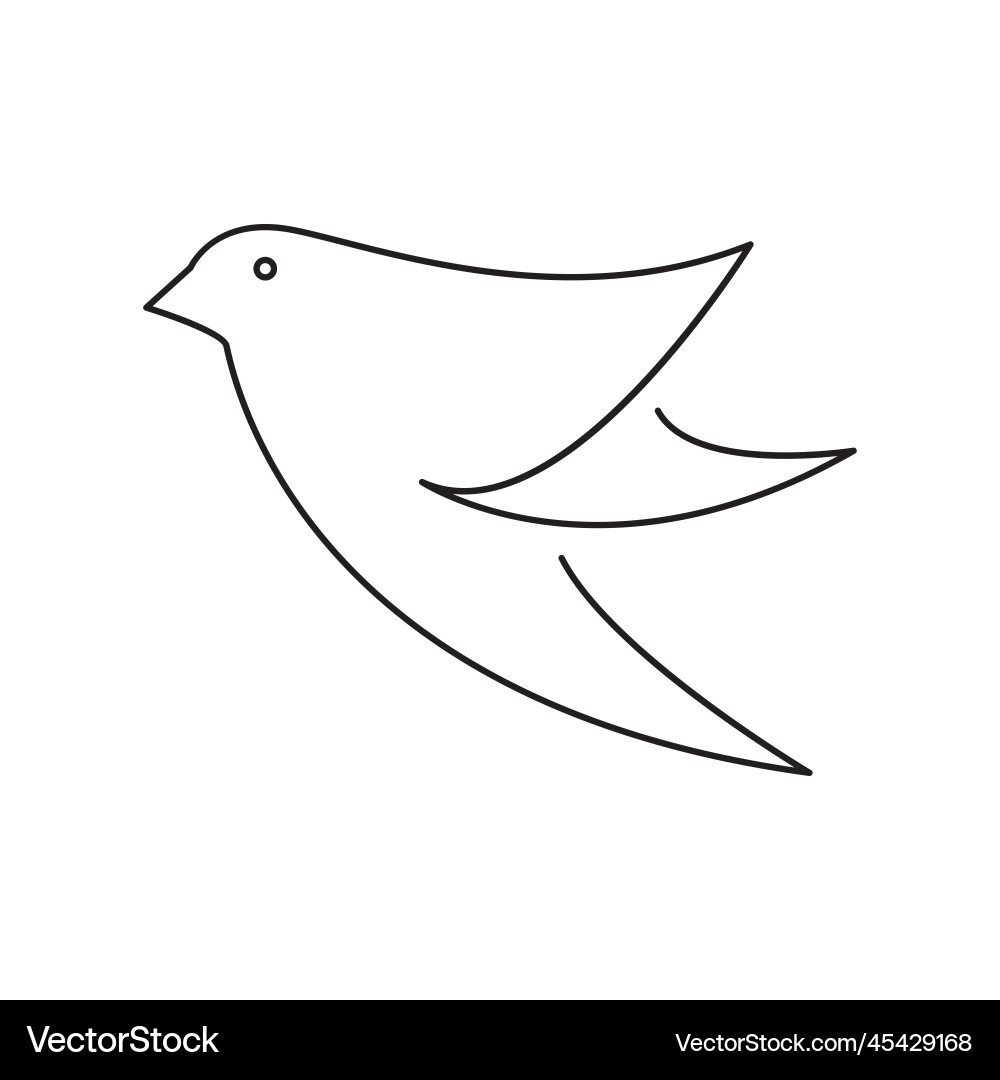 Flying bird line art icon logo Royalty Free Vector Image
