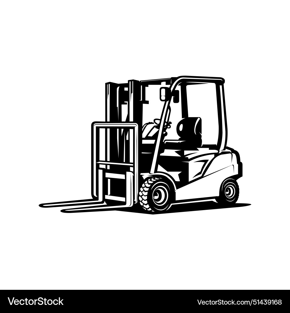 Forklift monochrome art Royalty Free Vector Image