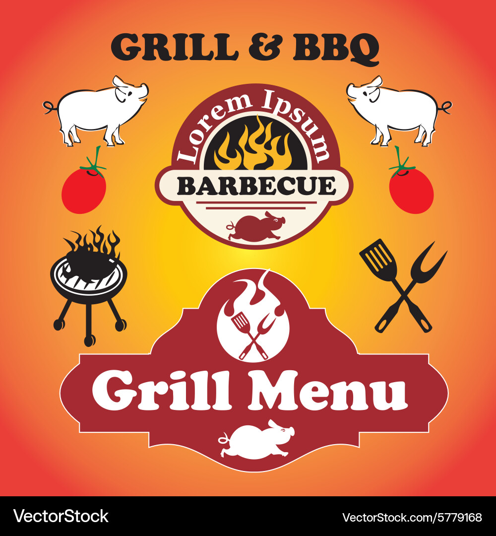 Grill and BBQ Signs Royalty Free Vector Image - VectorStock