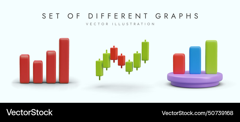 Set Of Diagrams Different Types Bar Chart Vector Image