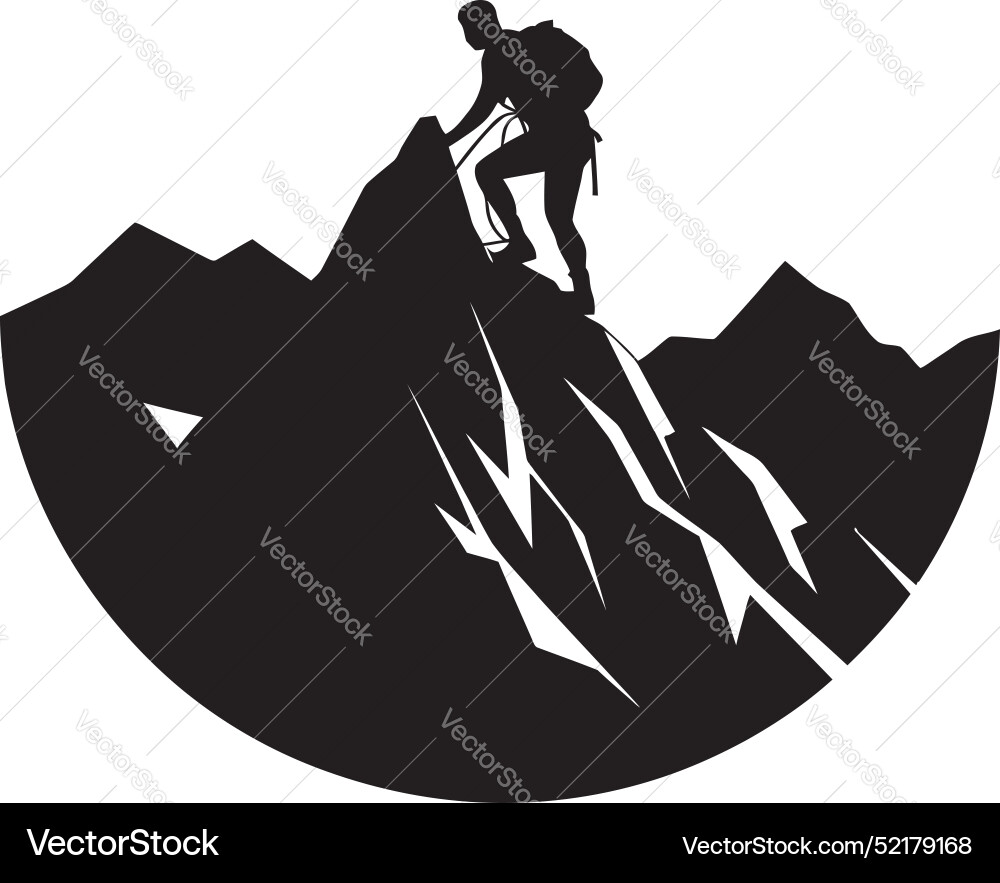 Thrill triumph man climbing mountain icon Vector Image