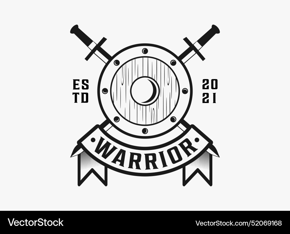 Vintage badge warrior logo inspiration Royalty Free Vector