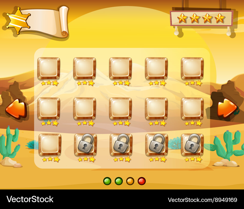 Game template with desert background Royalty Free Vector