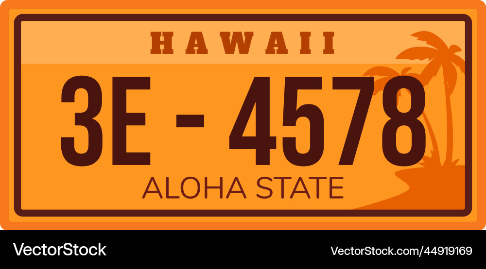 Hawaii license plate isolated on white Royalty Free Vector