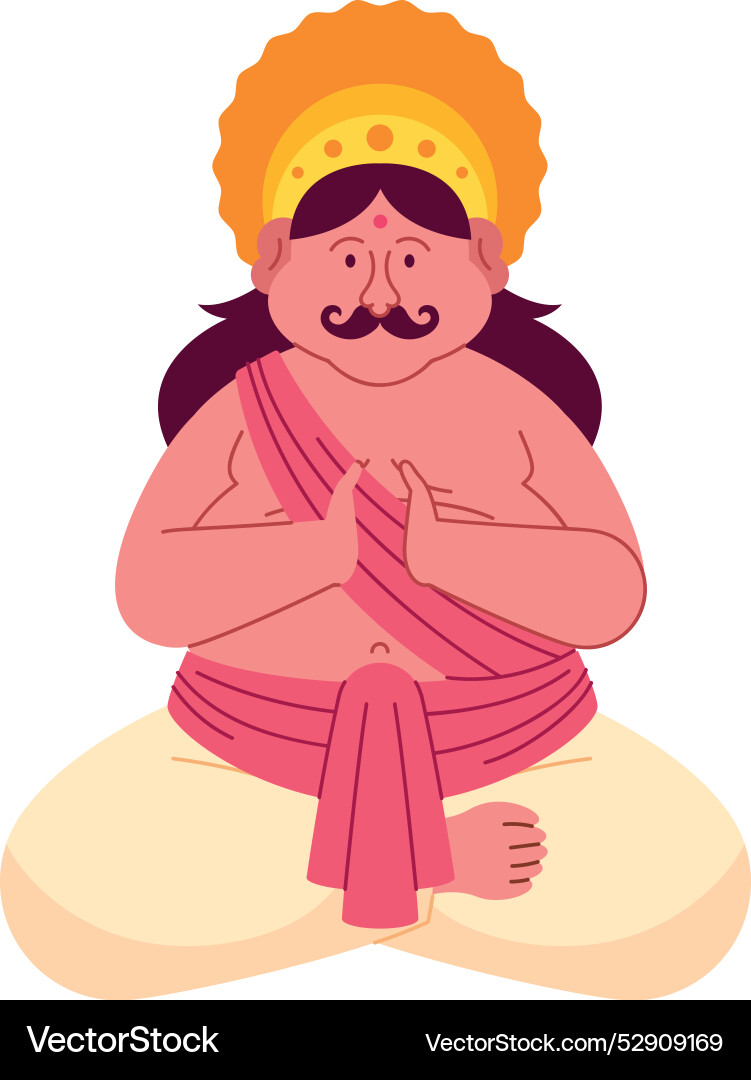 Mahabali old king character Royalty Free Vector Image