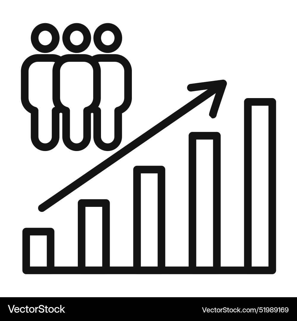 Population growth graph icon mark in filled style Vector Image