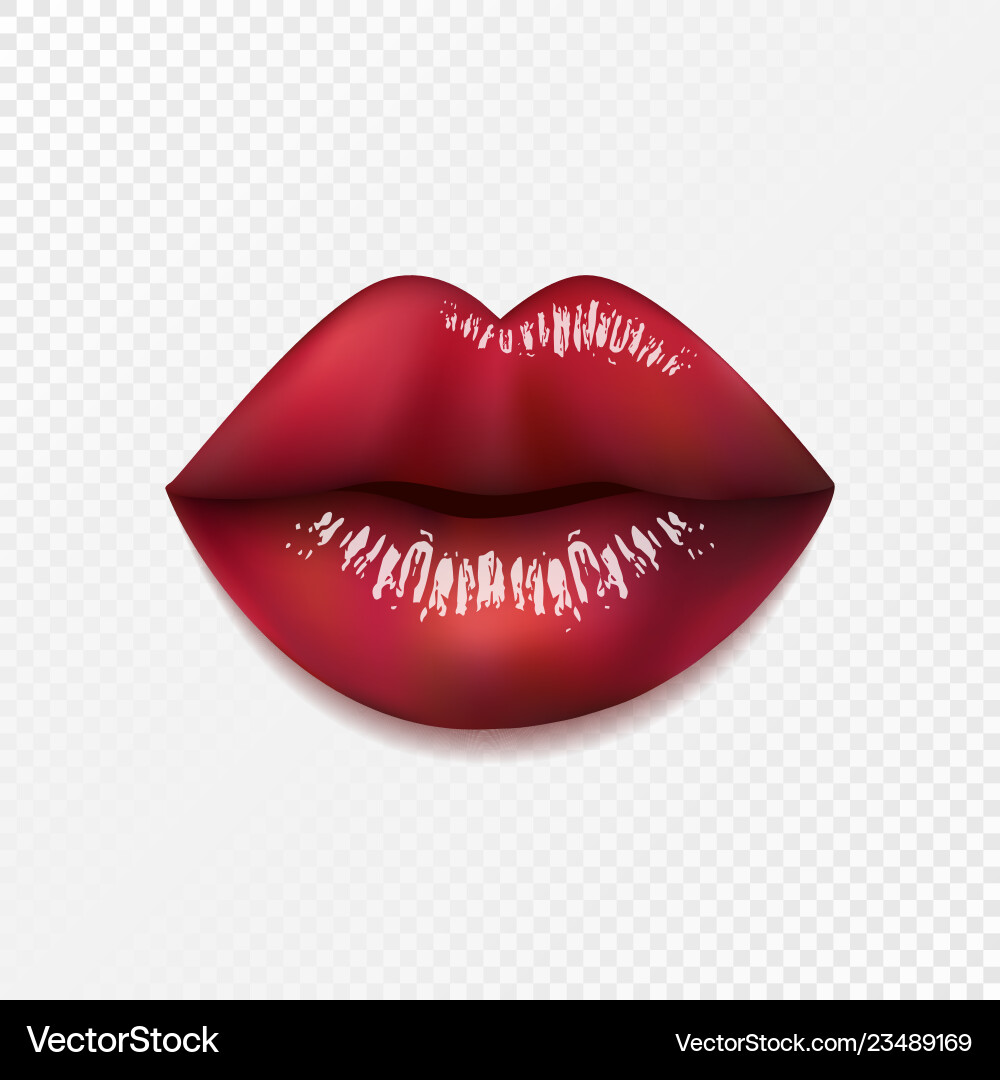 Red 3D Lips on Transparent Background Royalty Free Vector