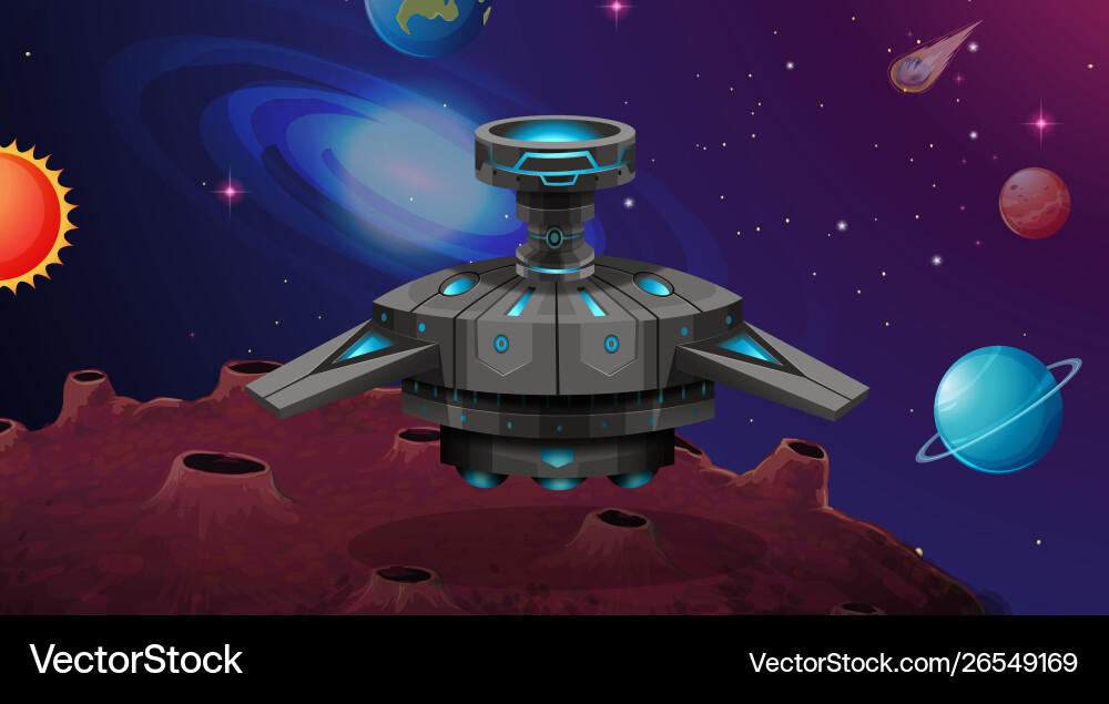Sci-Fi Spaceship on Alien World Royalty Free Vector Image