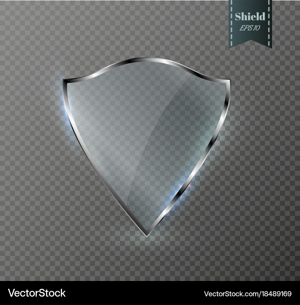 Transparent shield safety glass badge icon Vector Image