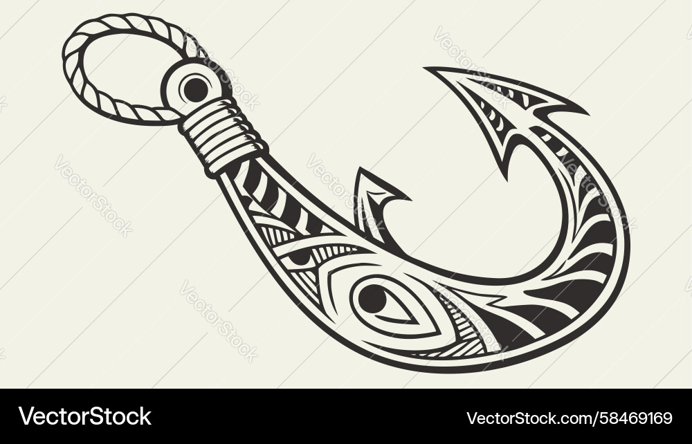 Tribal Fish Hook - Oceanic Motif – Royalty-Free Vector | VectorStock