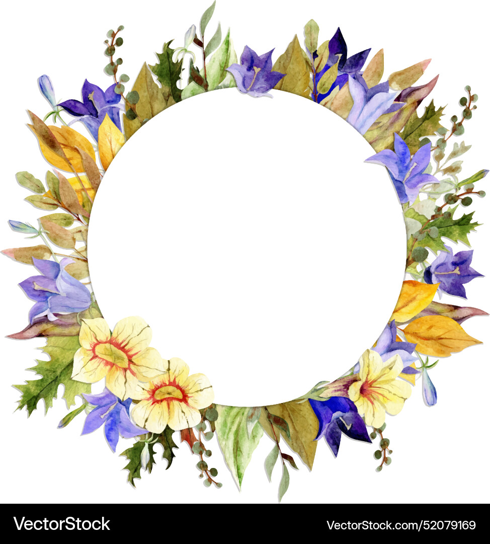 Watercolor circle frame arrangement with hand Vector Image