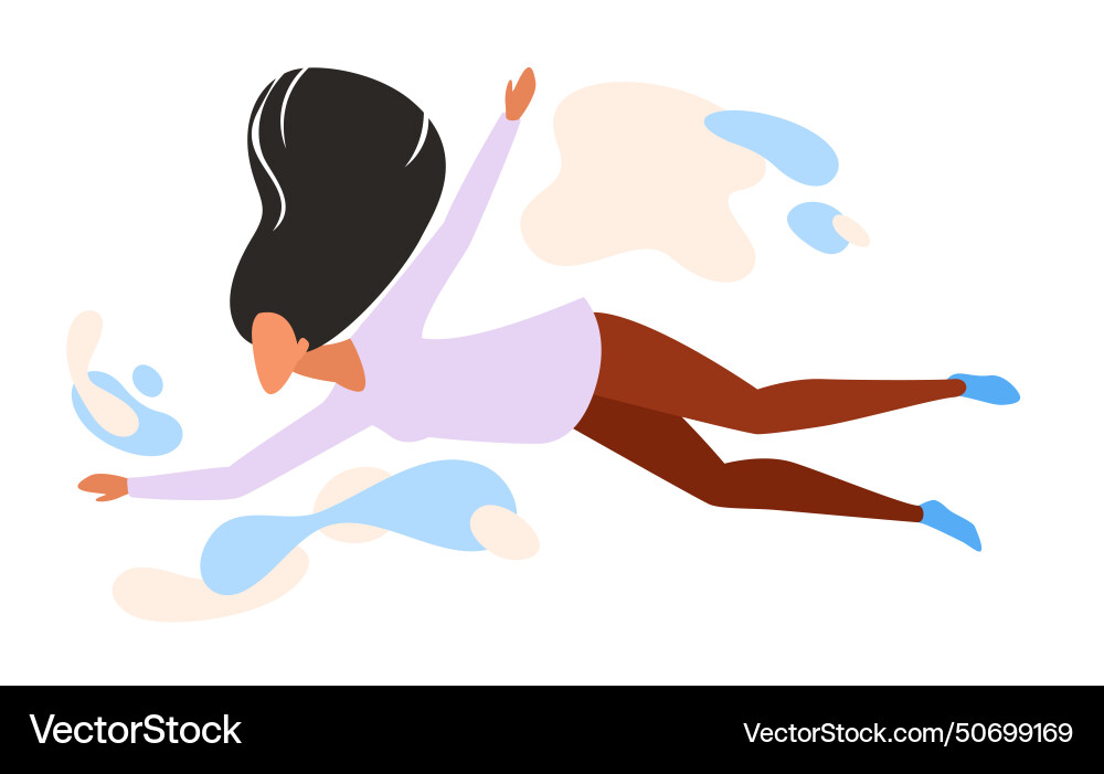 Woman flying with joy levitating action Royalty Free Vector