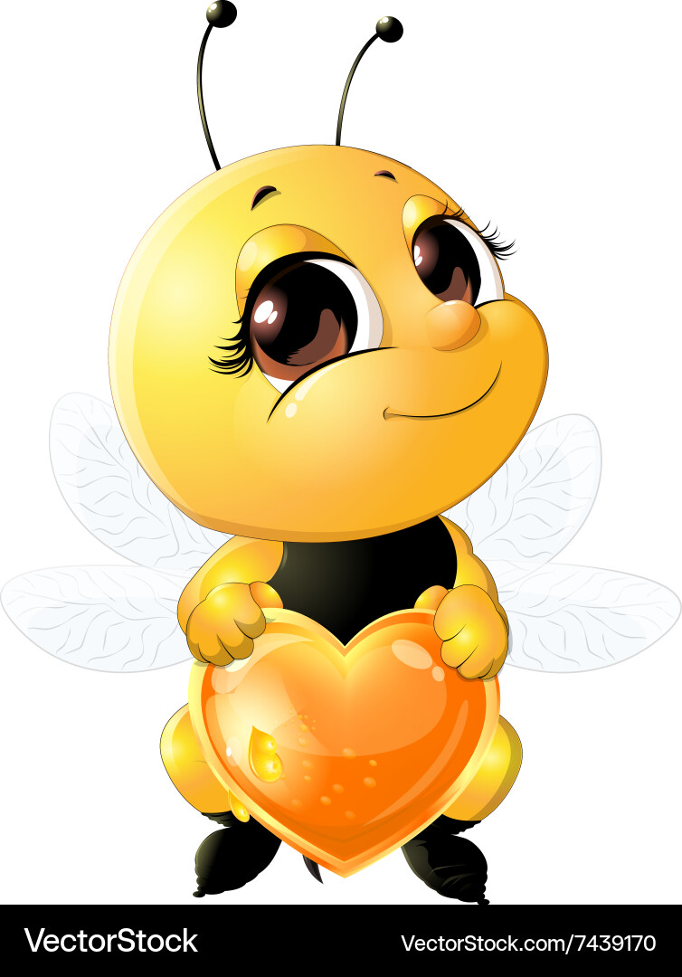 Bee holding a heart Royalty Free Vector Image - VectorStock