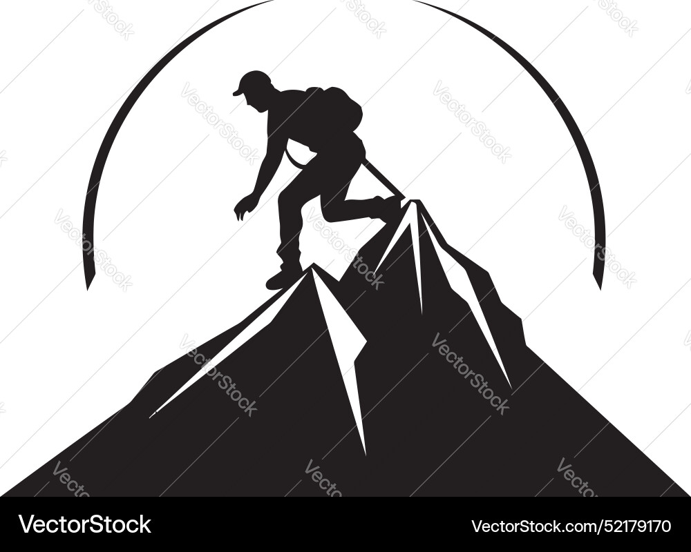 Climb conquer man climbing mountain design Vector Image